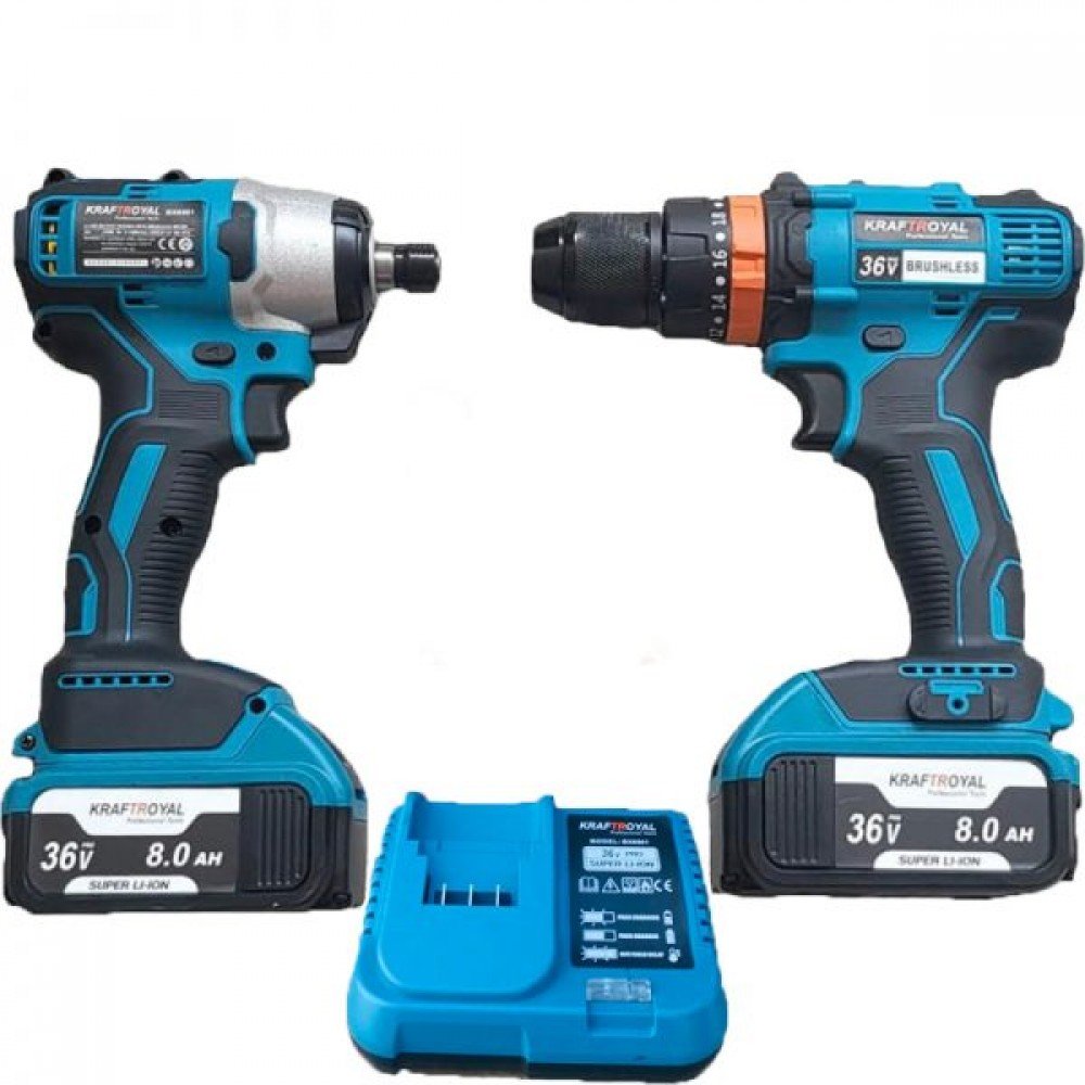 Set bormasina gaurit si infiletat + masina de insurubat cu impact + 2 acumulatori 36v, 8ah ...